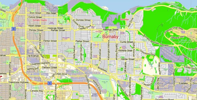 Vancouver PDF Map large long area British Columbia Canada in layers ...