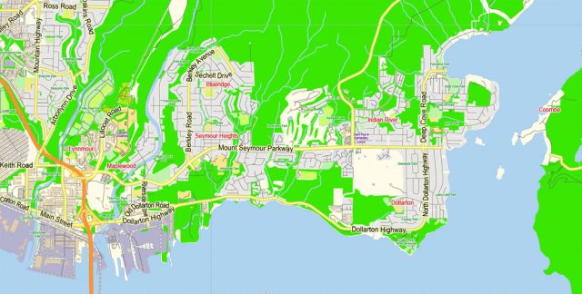 Vancouver PDF Map large long area British Columbia Canada in layers ...
