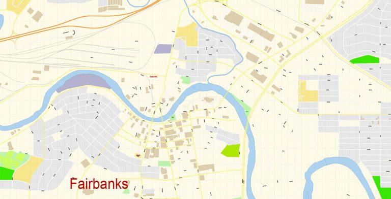 Fairbanks Vector Map large area Alaska US Extra detailed City Plan ...