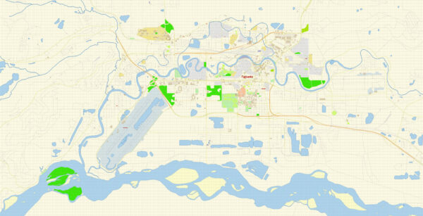Fairbanks Vector Map large area Alaska US Extra detailed City Plan ...