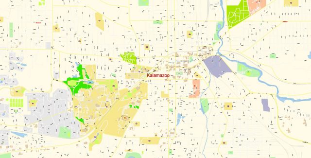 Kalamazoo County PDF Map Michigan US Extra detailed County Plan ...