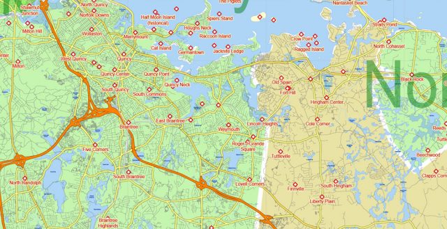 Massachusetts State PDF Vector Map exact extra detailed All Roads ...