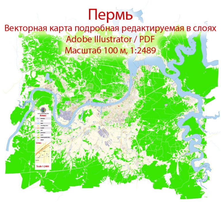 Editable Map Perm Russia – Maps in Vector: Detailed Street Maps ...