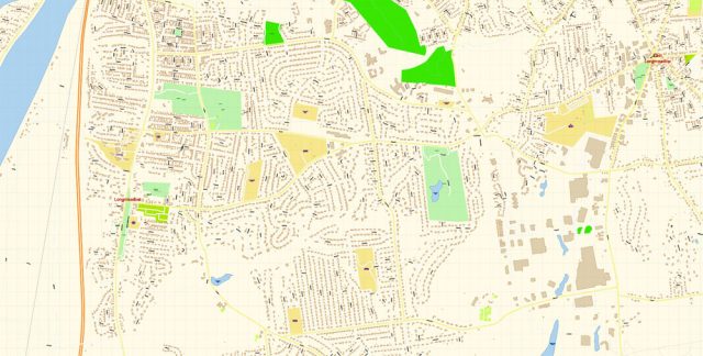 Springfield Vector Map large area Massachusetts US Extra detailed City ...