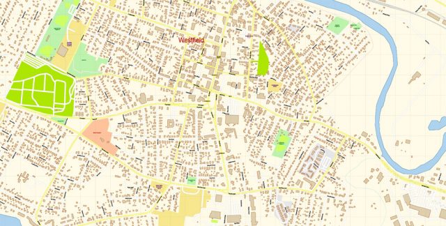 Springfield Vector Map large area Massachusetts US Extra detailed City ...