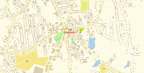 Springfield Vector Map large area Massachusetts US Extra detailed City ...