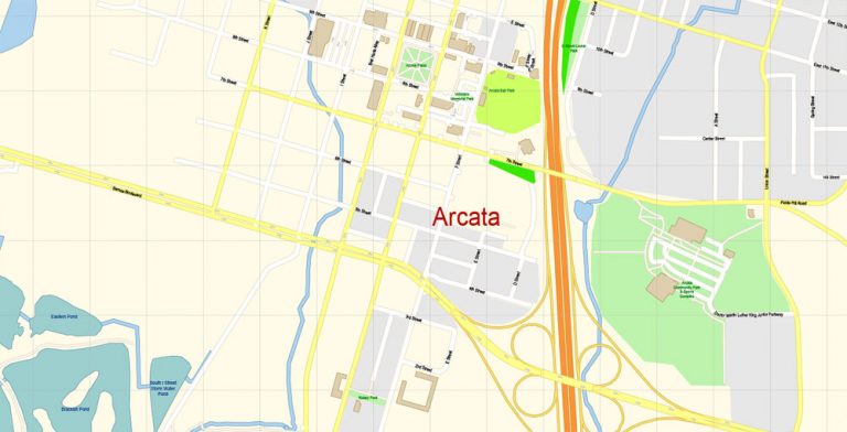 Arcata + Eureka California US PDF Map Vector Exact City Plan detailed Street Map Adobe PDF in ...