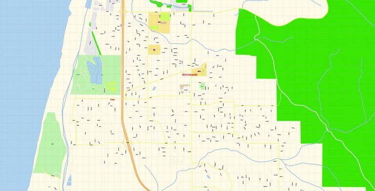 Arcata + Eureka California US Map Vector Exact City Plan detailed ...