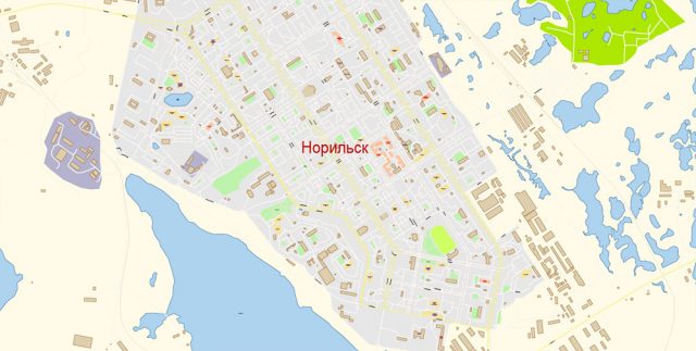 Норильск PDF векторная карта подробная редактируемая в слоях Adobe PDF ...