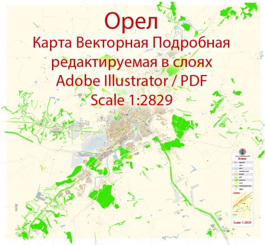 Orel Russia Map – Maps in Vector: Detailed Street Maps Illustrator PDF ...