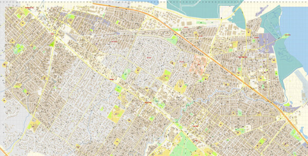 Stanford University California US Map Vector Extra Detailed Street Road ...