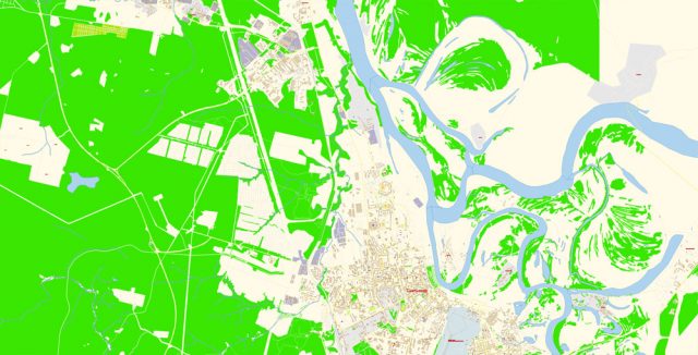 Сыктывкар векторная карта города подробная редактируемая в слоях Adobe ...