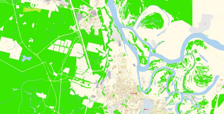 Сыктывкар векторная карта города подробная редактируемая в слоях Adobe ...