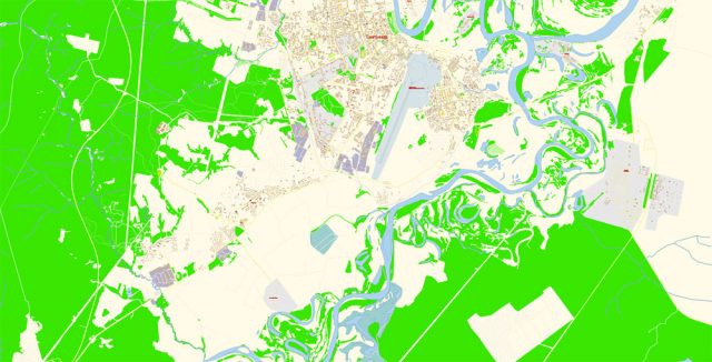 Сыктывкар векторная карта города подробная редактируемая в слоях Adobe ...