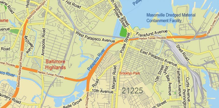 Baltimore Maryland US counties Map Vector Exact City Plan detailed ...