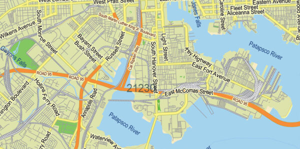 Baltimore Maryland US counties Map Vector Exact City Plan detailed ...