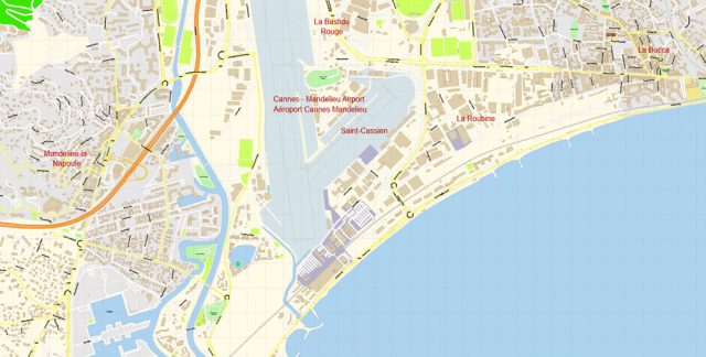 Cannes Area Map Vector France Exact City Plan detailed Street Map Adobe ...