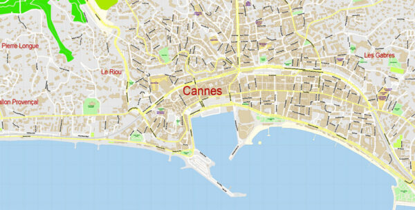 Cannes Area Map PDF Vector France Exact City Plan detailed Street Map ...