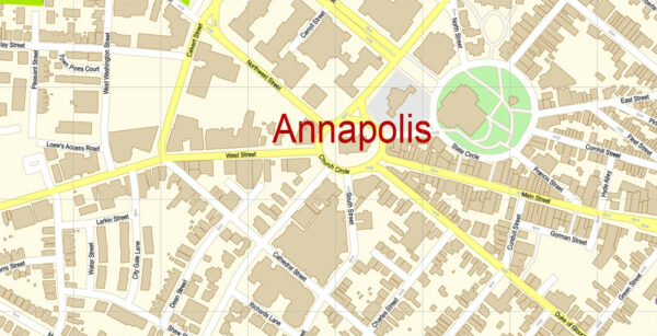 Severna Park + Annapolis Maryland Map Vector Exact City Plan detailed ...