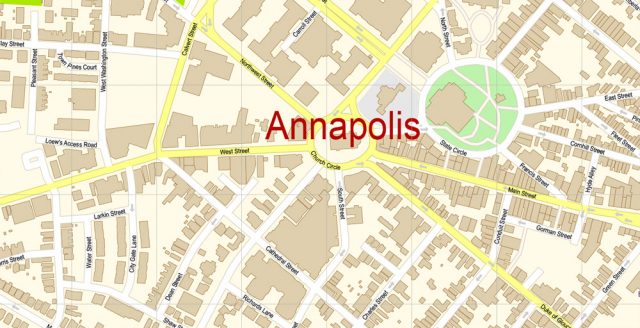 Severna Park + Annapolis Maryland Map Vector Exact City Plan detailed ...