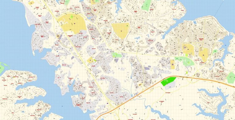 Severna Park + Annapolis Maryland Map Vector Exact City Plan detailed ...