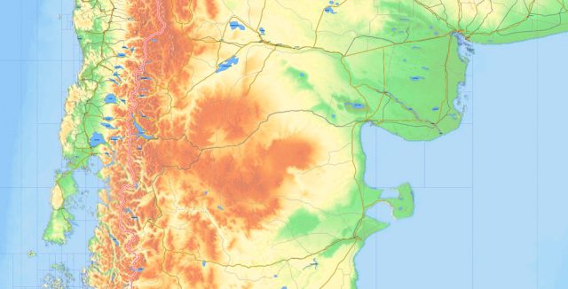 South America Vector Mercator Prj. Map Topo Relief 01 Main Roads Cities ...