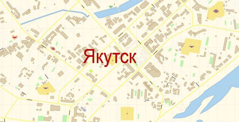 Якутск PDF векторная карта города подробная редактируемая в слоях Adobe ...