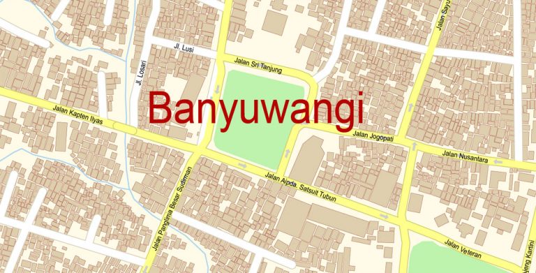 Banyuwangi Indonesia Map Vector Exact City Plan detailed Street Map ...