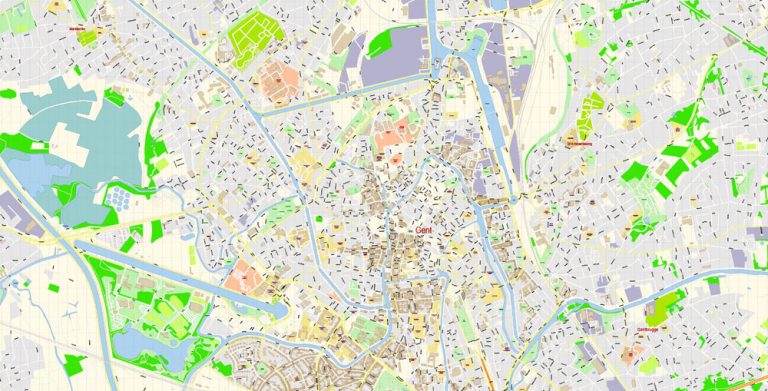 Ghent Belgium Map Vector Exact City Plan detailed Street Map Adobe ...
