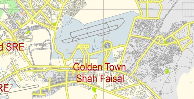 Karachi Map Vector Pakistan 1:136113 low detailed City Plan editable ...