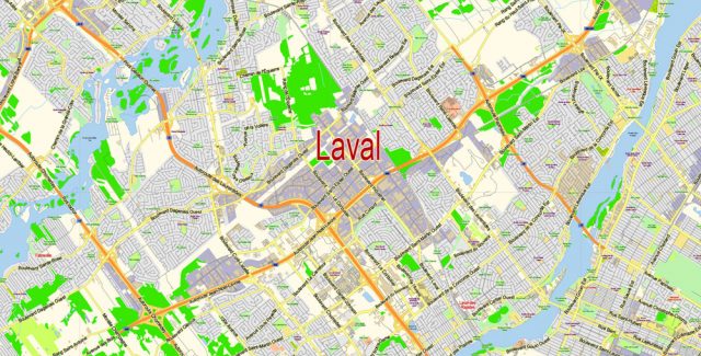 Laval Quebec Canada Map Vector Exact City Plan low detailed Street Map ...