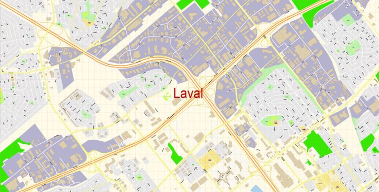 Laval Quebec Canada Map Vector Exact City Plan detailed Street Map ...