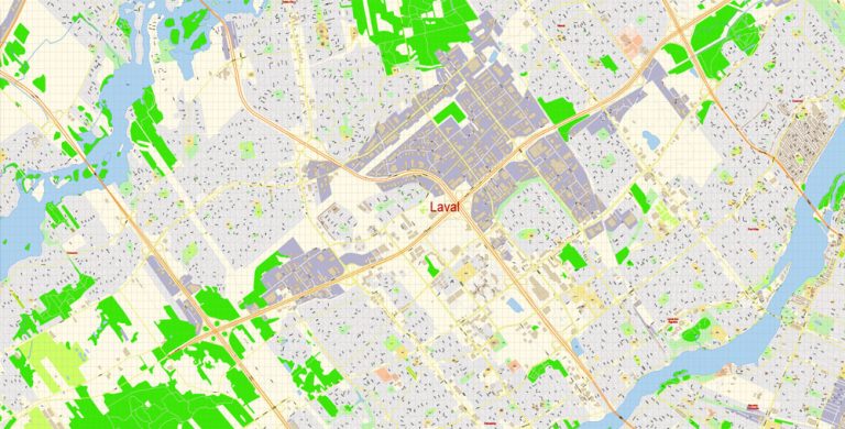 Laval Quebec Canada Map Vector Exact City Plan detailed Street Map ...