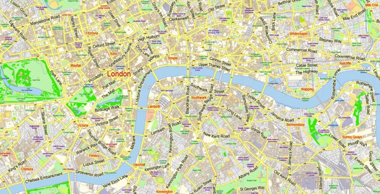 London Center Map Vector UK Exact City Plan low detailed Street Map ...