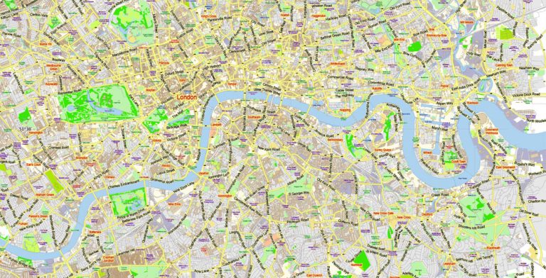 London Center PDF Map Vector UK Exact City Plan low detailed Street Map ...