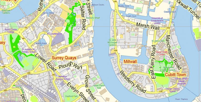 London Center Map Vector UK Exact City Plan low detailed Street Map ...