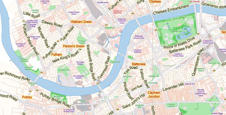 London Center PDF Map Vector UK Exact City Plan Street Map Rose Adobe ...