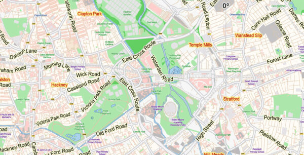 London Center Map Vector UK Exact City Plan Street Map Rose Adobe ...
