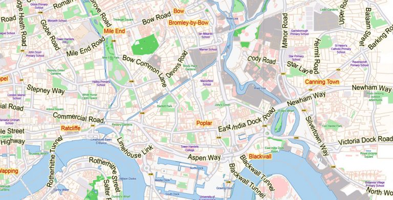 London Center Map Vector UK Exact City Plan Street Map Rose Adobe ...