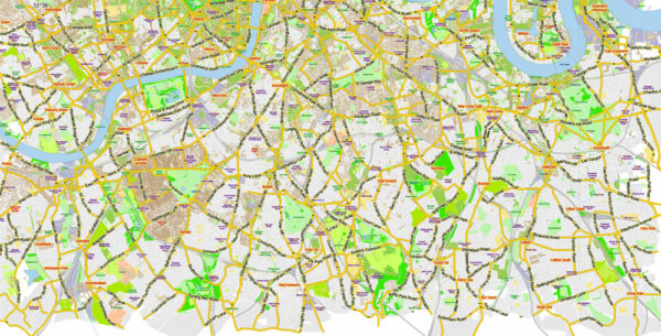 London Center PDF Map Vector UK Exact City Plan Street Map Green Adobe ...