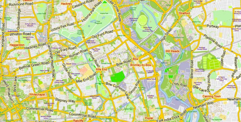London Center Map Vector UK Exact City Plan Street Map Green Adobe ...