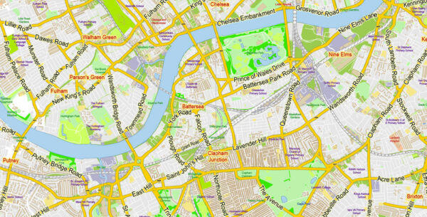 London Center Map Vector UK Exact City Plan Street Map Green Adobe ...