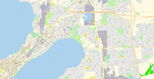 Madison Wisconsin Map Vector Exact City Plan detailed Street Map Adobe ...