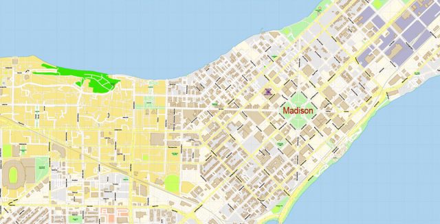 Madison Wisconsin Map Vector Exact City Plan detailed Street Map Adobe ...