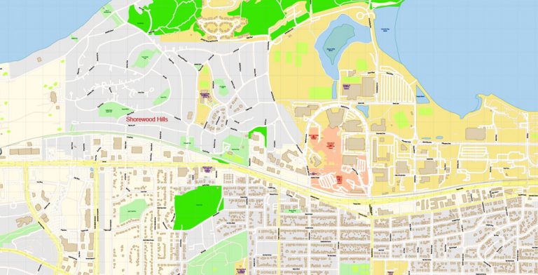 Madison Wisconsin Map Vector Exact City Plan detailed Street Map Adobe ...