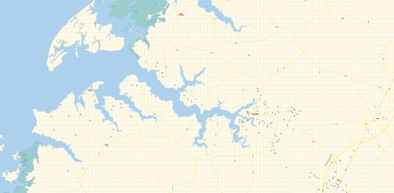 Onancock Vector Map area Virginia US detailed City Plan full editable ...