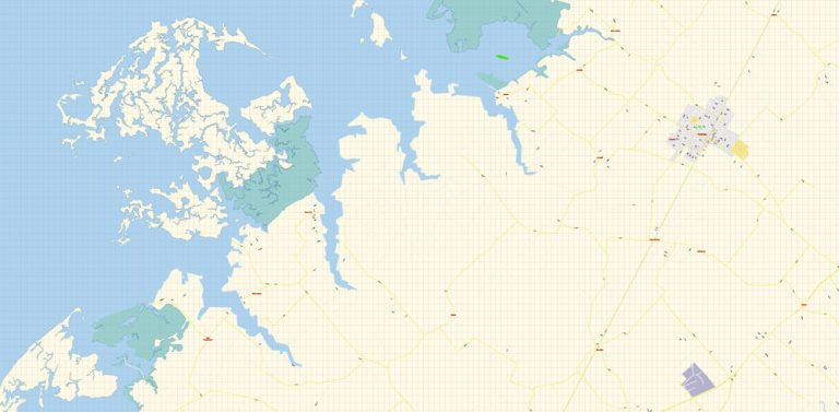 Onancock Vector Map area Virginia US detailed City Plan full editable ...