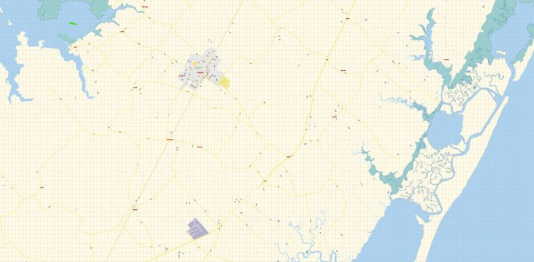 Onancock PDF Vector Map area Virginia US detailed City Plan full ...