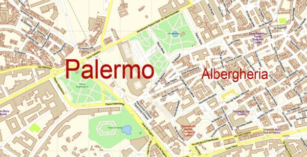 Palermo Italy Map Vector Exact City Plan detailed Street Map Adobe ...