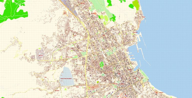 Palermo Italy Map Vector Exact City Plan detailed Street Map Adobe ...